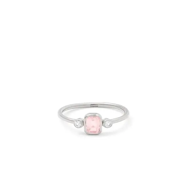 ASPINAL OF LONDON Gemstone Ring In Rainbow Moonstone & 18ct Gold Vermeil - Pink