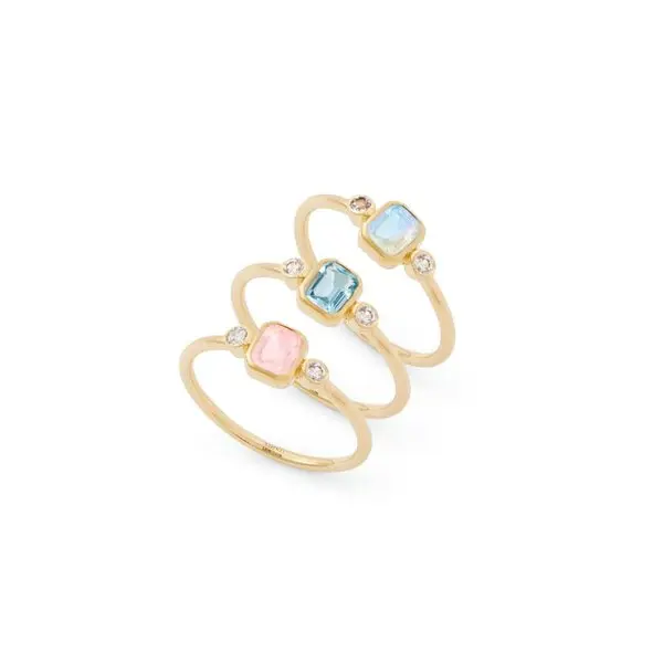ASPINAL OF LONDON Gemstone Stacked Rings Set In Vermeil - Multi-colour
