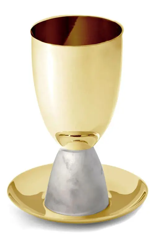 ANNA NEW YORK Coluna Kiddush Cup - White And Gold