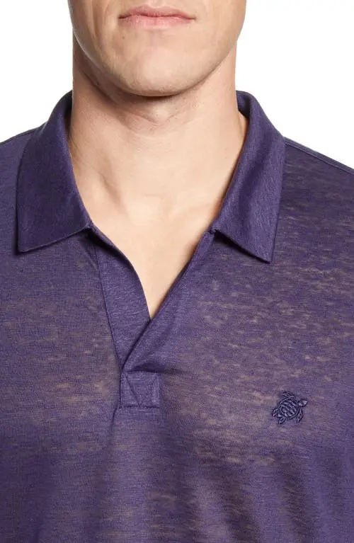 Vilebrequin Solid Linen Jersey Polo Shirt - Blue