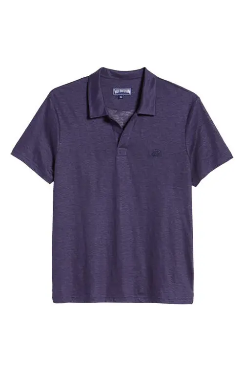 Vilebrequin Solid Linen Jersey Polo Shirt - Blue