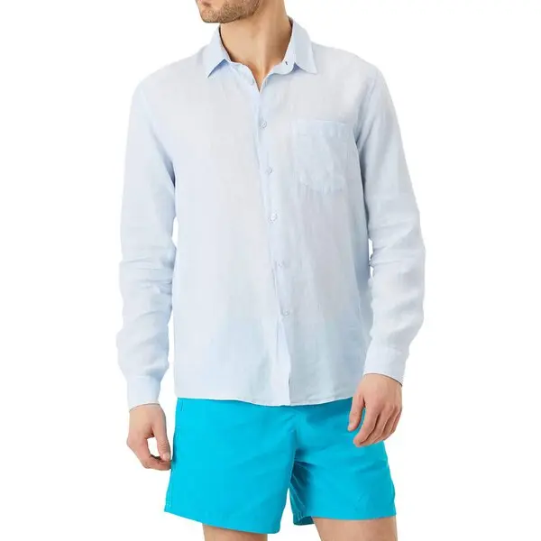 Vilebrequin Classic Fit Linen Button-up Shirt - Sky
