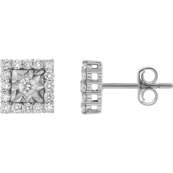 LUVMYJEWELRY Legatum 10k Gold 0.49 Ctw Diamond Earrings - 10k White Gold