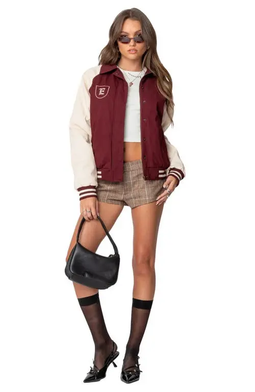 EDIKTED Oversized Varsity Bomber Jacket