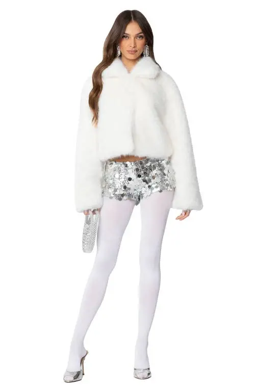 EDIKTED Nathalie Crop Faux Fur Jacket