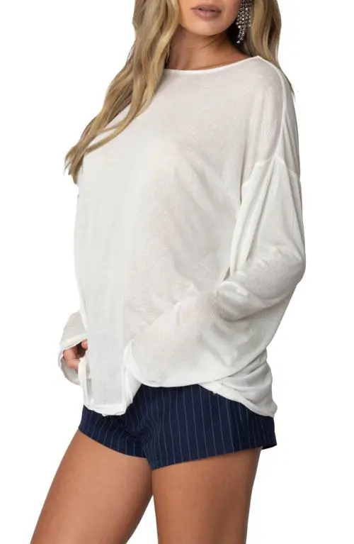 EDIKTED Oversized Semi-sheer Top