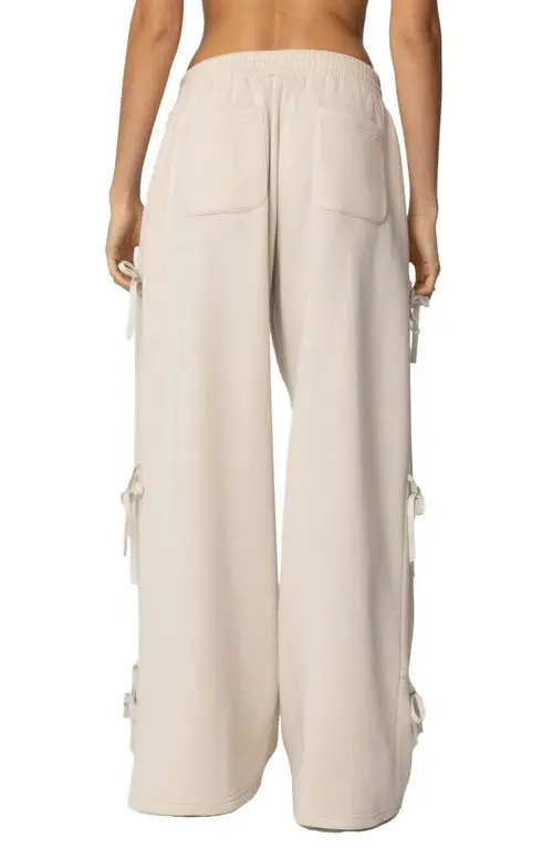 EDIKTED Claudette Bow Wide-leg Sweatpants - Cream