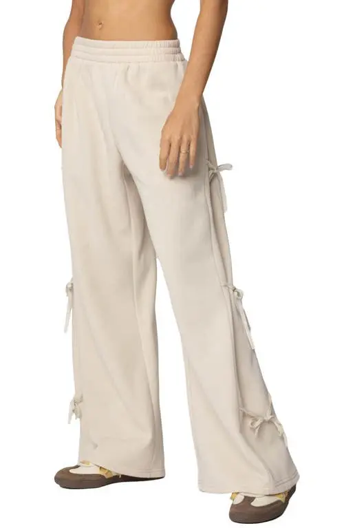 EDIKTED Claudette Bow Wide-leg Sweatpants - Cream