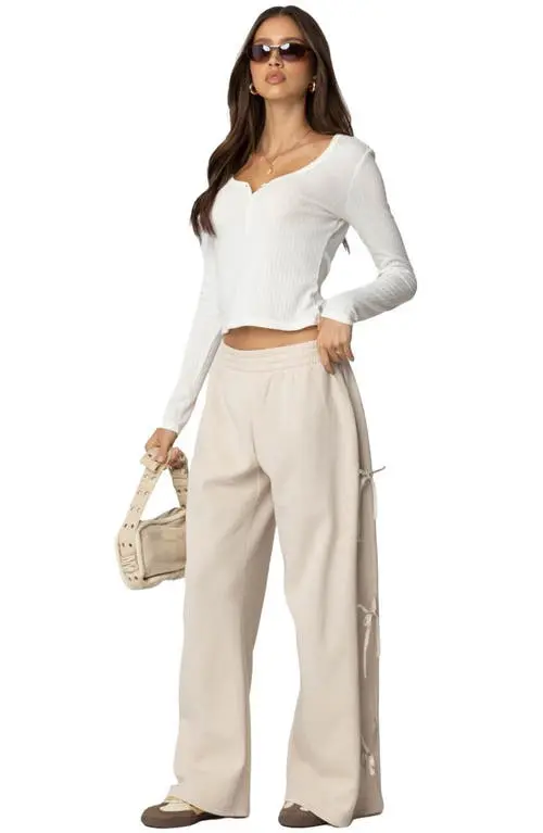 EDIKTED Claudette Bow Wide-leg Sweatpants - Cream