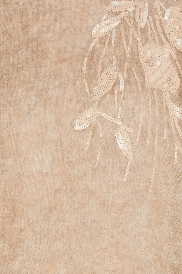 Brunello Cucinelli Sequin-embellished Turtleneck Sweater - Sand