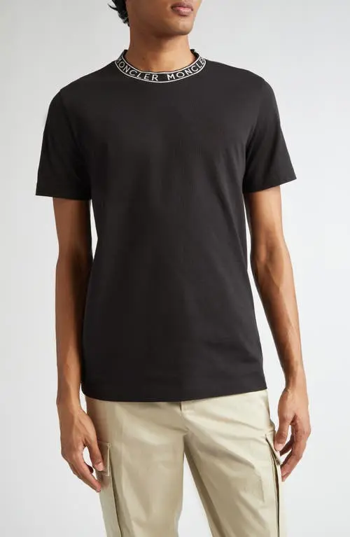 Moncler Logo Cotton T-shirt - Black