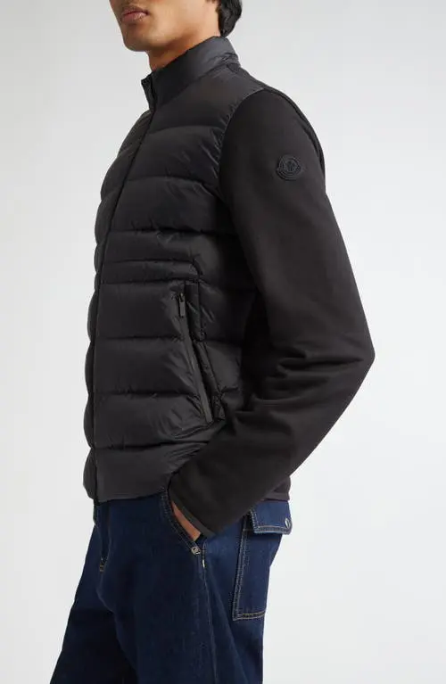 Moncler Quilted Down And Cotton Knit Zip Cardigan