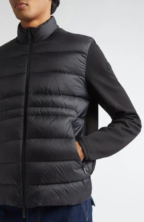 Moncler Quilted Down And Cotton Knit Zip Cardigan