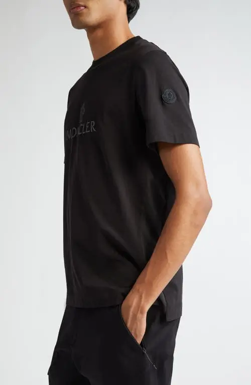 Moncler Logo Embellished T-shirt - Black
