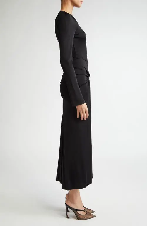 Victoria Beckham Long Sleeve Gathered Jersey Midi Dress