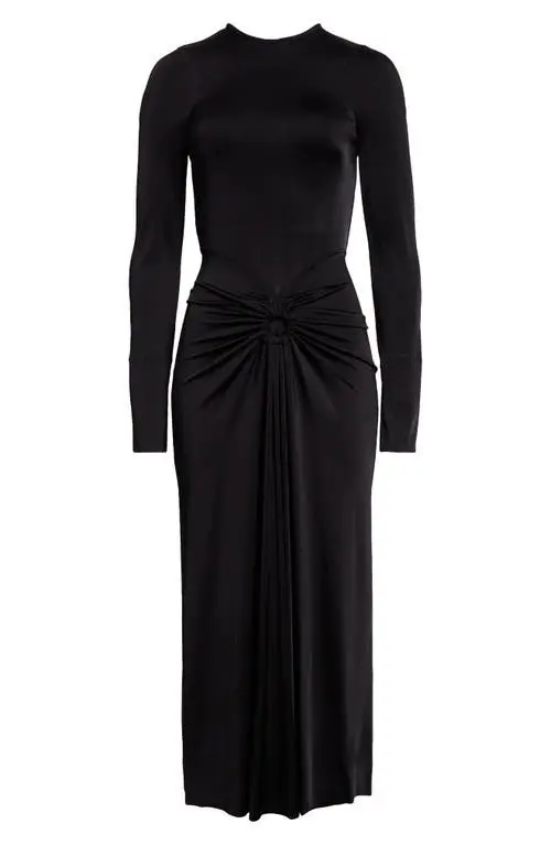 Victoria Beckham Long Sleeve Gathered Jersey Midi Dress