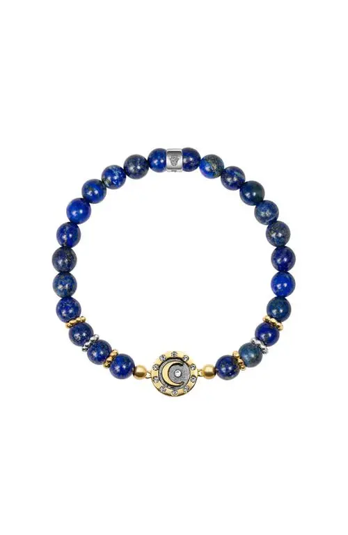 KARMA AND LUCK Lapis Moon Charm Bracelet - Blue/gold/silver