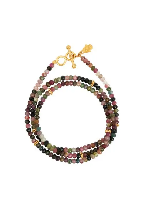 KARMA AND LUCK Infinite Aspiration Tourmaline Wrap Bracelet - Pink/yellow/grey/green/purple