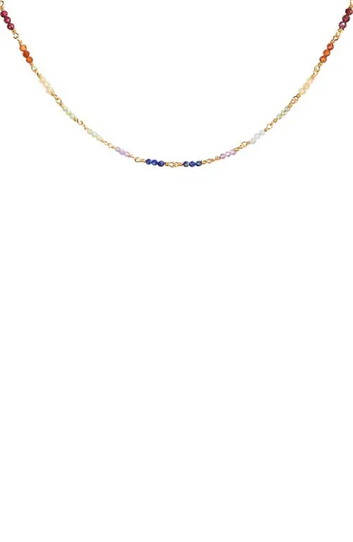 KARMA AND LUCK Gold Plated Multistone Chakra Choker Necklace - Gold/red/yellow/purple/blue