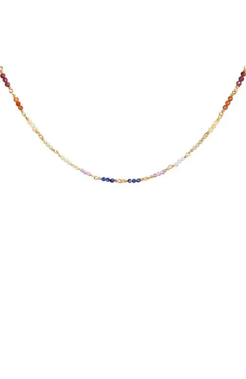 KARMA AND LUCK Gold Plated Multistone Chakra Choker Necklace - Gold/red/yellow/purple/blue