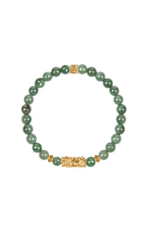 KARMA AND LUCK Jade Gold Plated Dragon Charm Bracelet - Green/gold