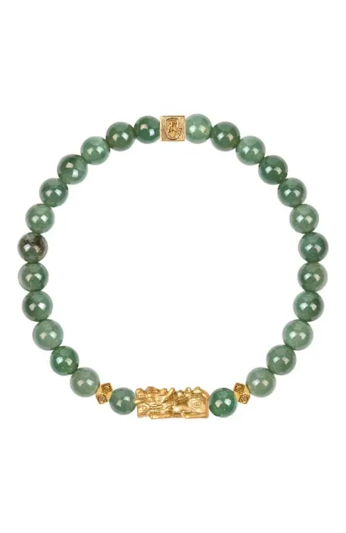 KARMA AND LUCK Jade Dragon Charm Feng Shui Bracelet - Green/gold