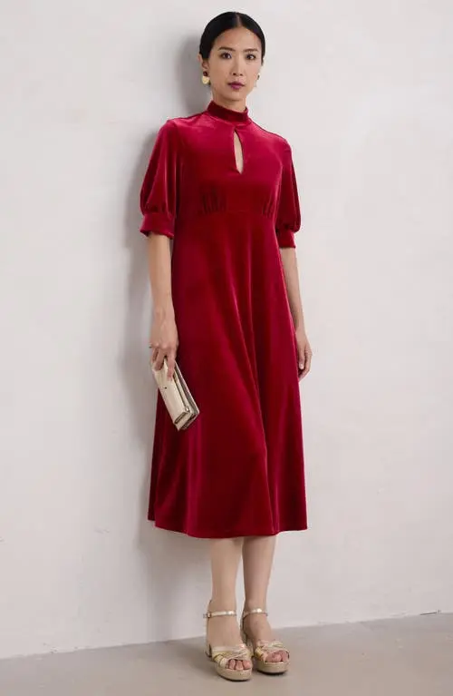 velvet empire waist dress Navy V-Neck Velvet Maxi Dress - Event Dresses main image 0