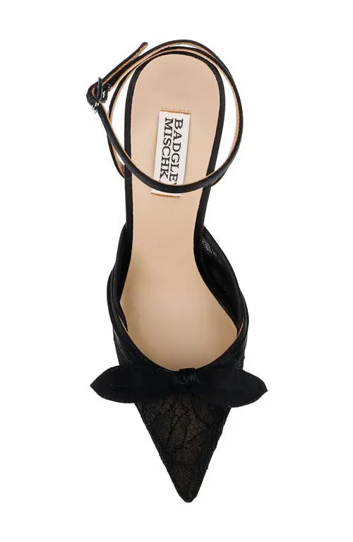 Badgley Mischka Josie Pointed Toe Pump - Black Satin