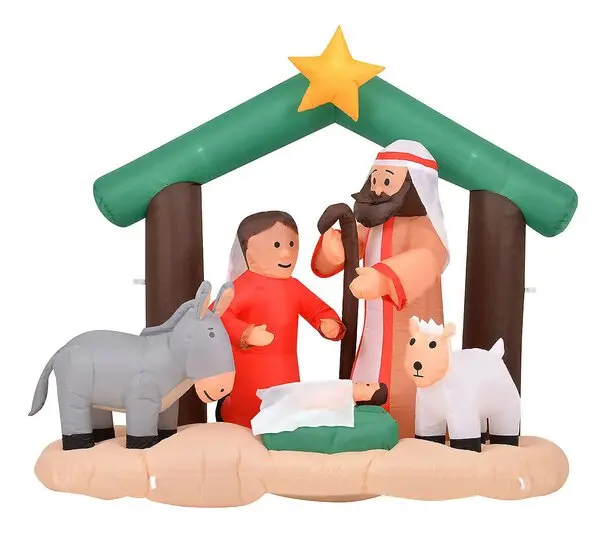 FRASER HILL FARM 7-ft. Wide Nativity With Mary, Joseph, Baby J - One-color