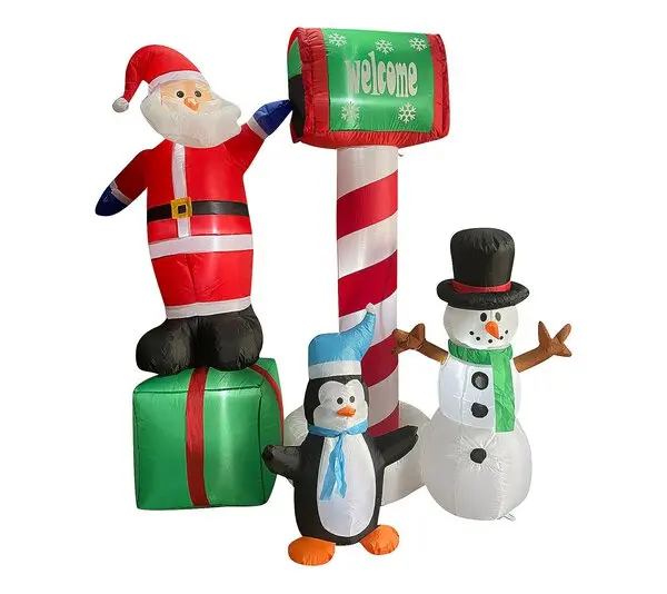 FRASER HILL FARM 6-ft. Tall Welcome Mailbox Wit H Santa, Snowma - One-color