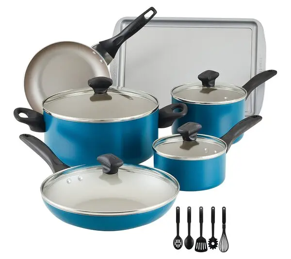 FARBERWARE Aluminum Nonstick Cookware Set, 15-p Ece - One-color