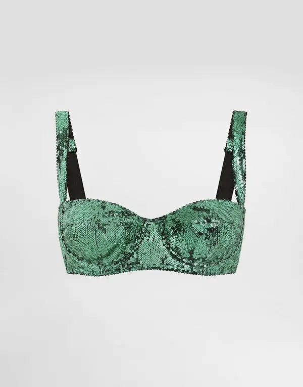 Dolce & Gabbana Balconette Bra With Micro-sequin Embellishment - Green