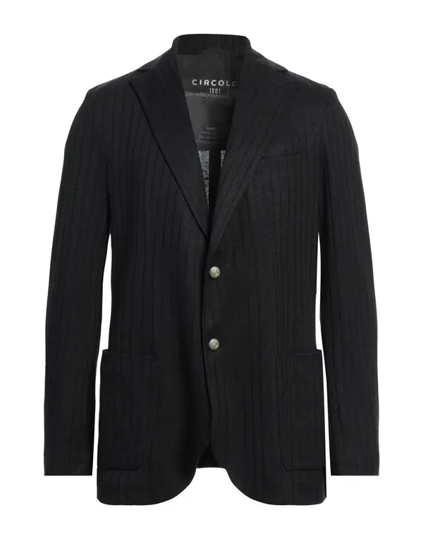 CIRCOLO 1901 Linen & Cotton Striped Blazer - Black
