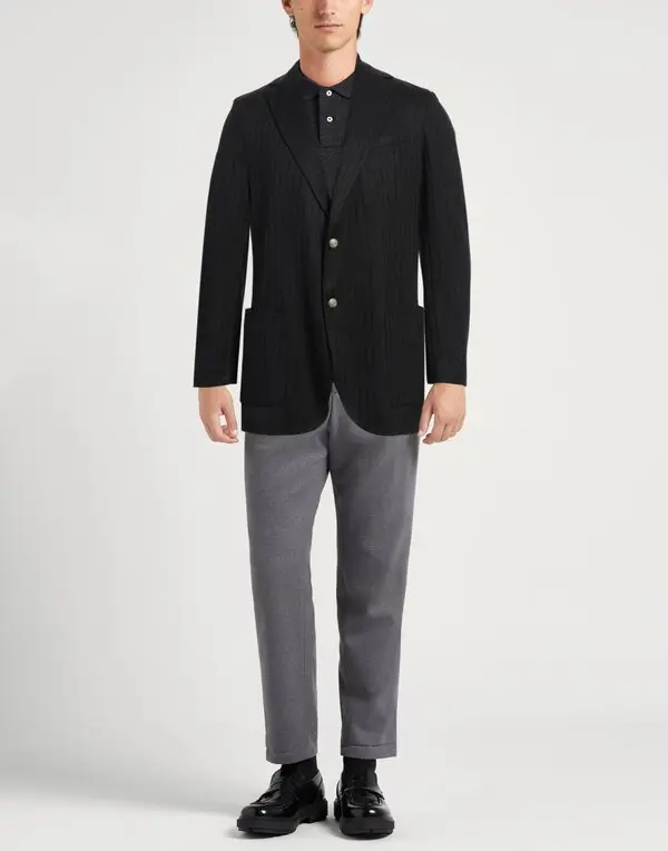 CIRCOLO 1901 Linen & Cotton Striped Blazer - Black