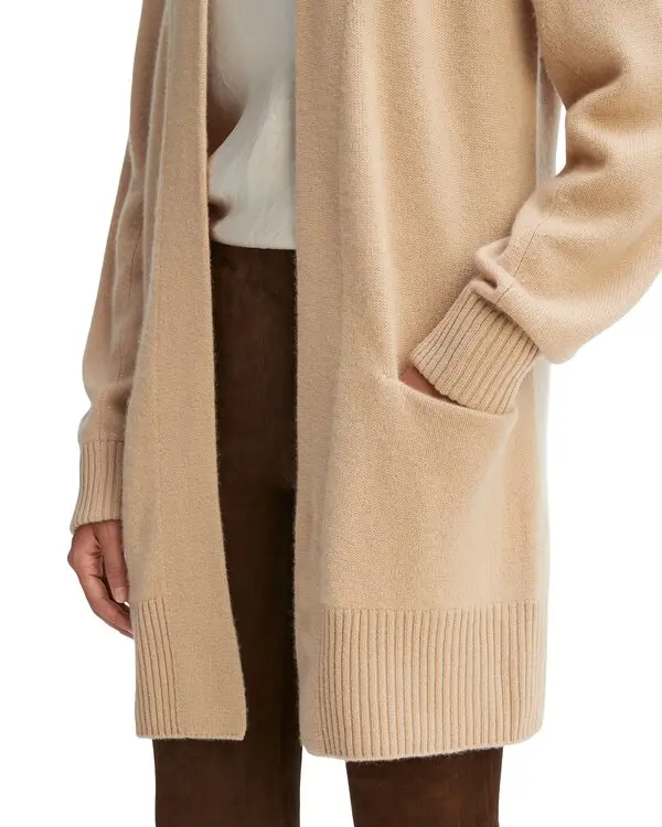 Vince Cashmere Open Front Cardigan Sweater - Camel