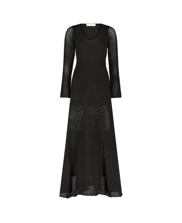 Mac Duggal Scoop Neck Long Sleeve Knit Maxi Dress