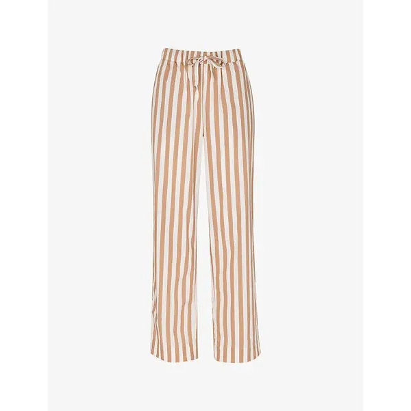 Whistles Striped Drawstring-waist Cotton Pyjama Bottoms - Cream