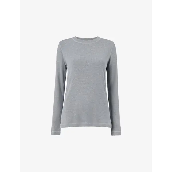 Whistles Ribbed Long-sleeve Stretch-modal Jersey Pyjama Top - Grey