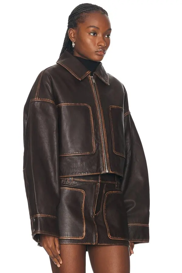 GRLFRND Cropped Leather Jacket