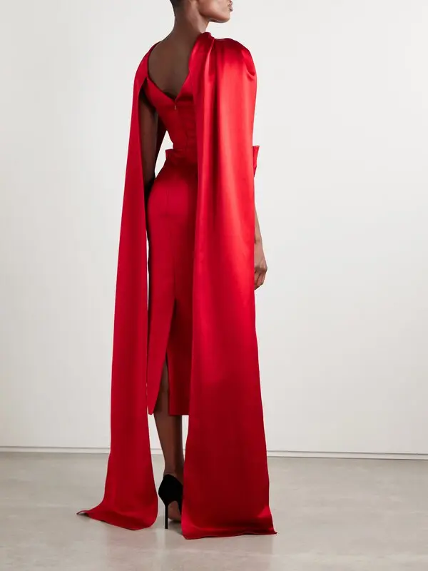 Erdem Draped Cape-effect Embellished Satin Gown
