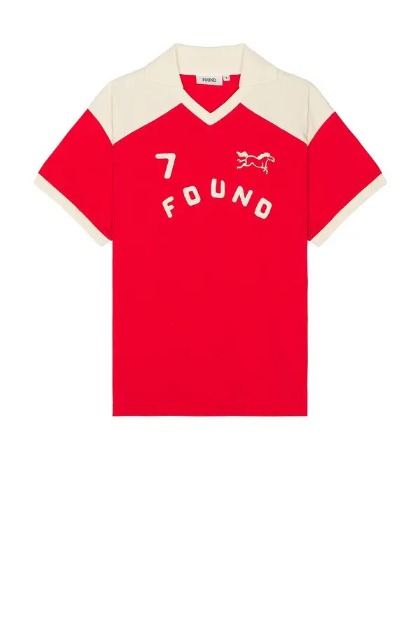 FOUND Goji Collar Print Jersey - Red