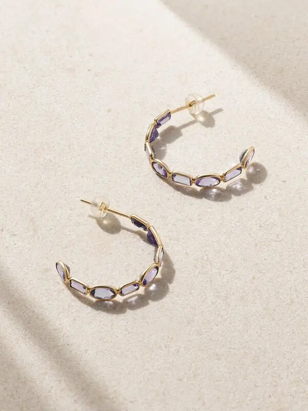 Jia Jia 14-karat Gold Tanzanite Hoop Earrings - Purple