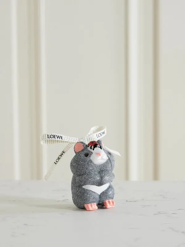 Loewe Suna Fujita Hamster Glittered Blown Glass Bauble - Gray