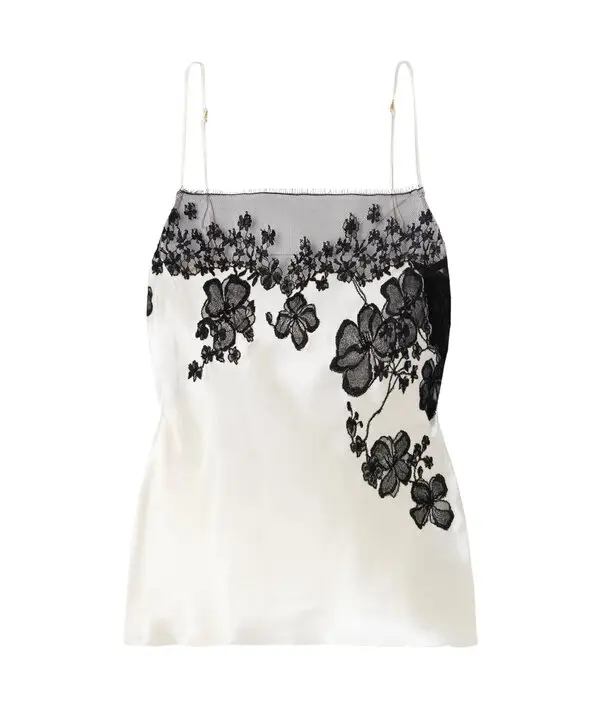 Carine Gilson Lace-trimmed Silk-satin Camisole - White