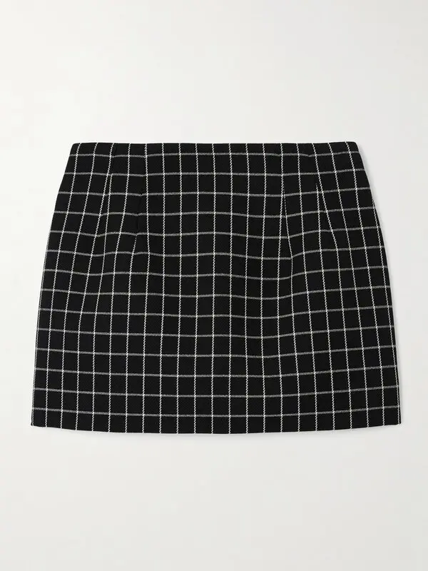 Wardrobe.NYC Contour Checked Wool-twill Mini Skirt