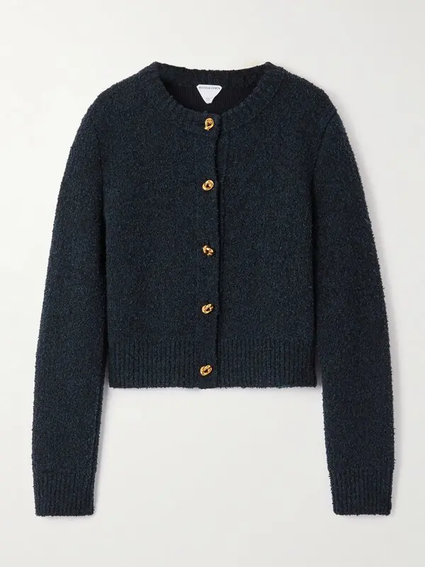 Bottega Veneta Wool-blend Bouclé Cardigan - Blue