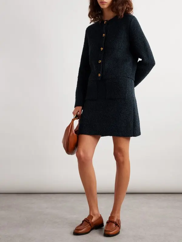 Bottega Veneta Wool-blend Bouclé Cardigan - Blue