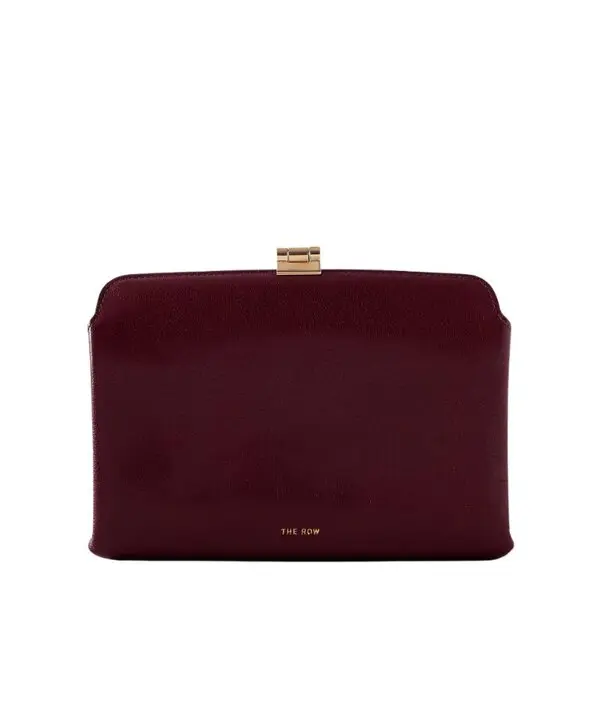 The Row Amazon Textured-Leather Clutch - Burgundy | Editorialist