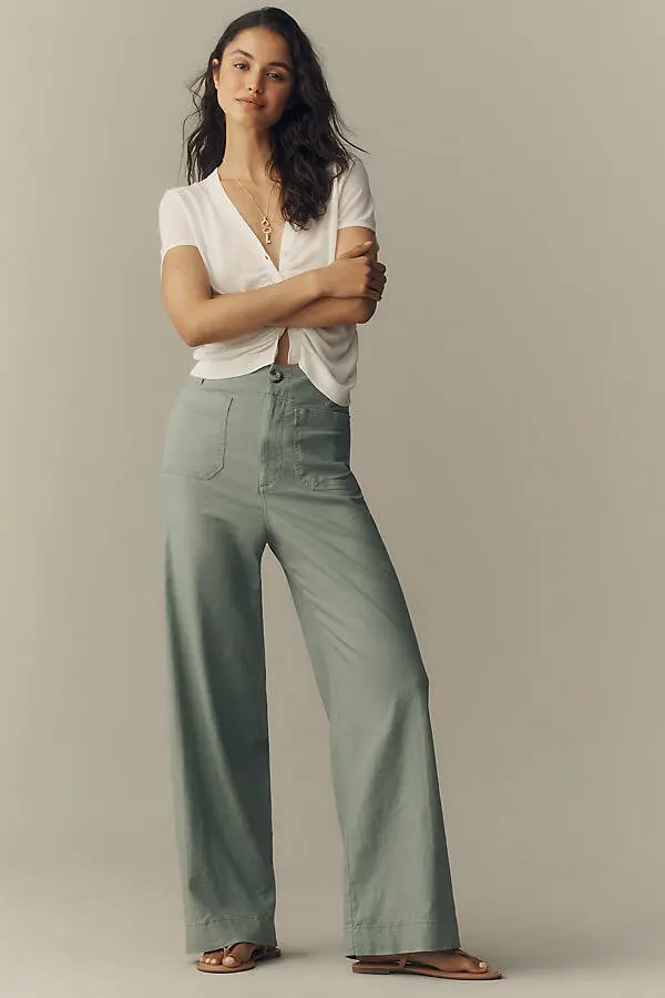 Maeve Colette Full-length Wide-leg Pants - Green