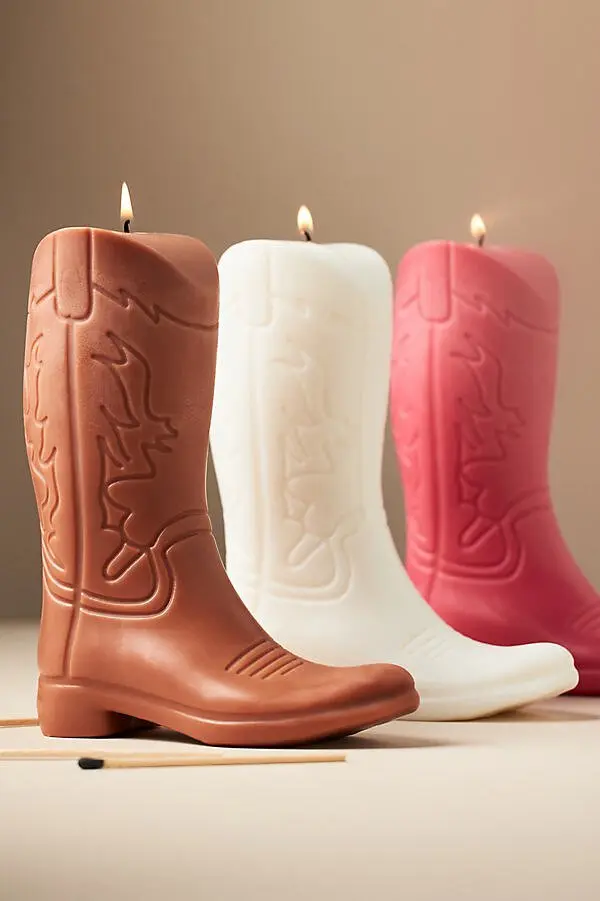 DAVIE OCHO CANDLE CO Davie Ocho Cowboy Boot Decorative Candle - Pink